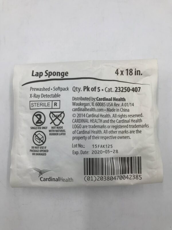 Cardinal Health 23250-407 Lap Sponge Prewashed • Softpack X-Ray ...