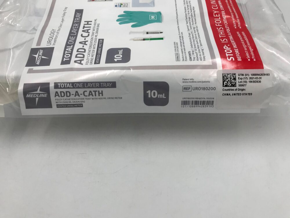 MEDLINE URO180200 Total One Layer Urology Tray Add-A-Cath 10ml (X) - GB ...