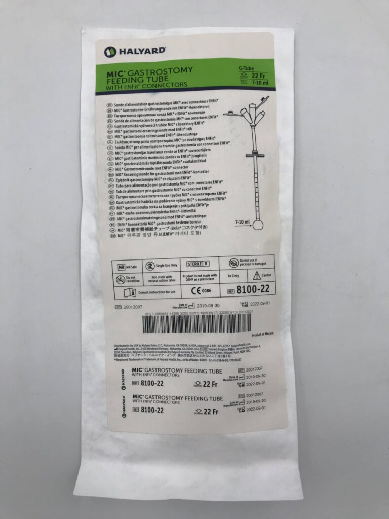 HALYARD 8100-22 MIC Gastrostomy Feeding Tube w/ EnFit Connectors 22F (X ...