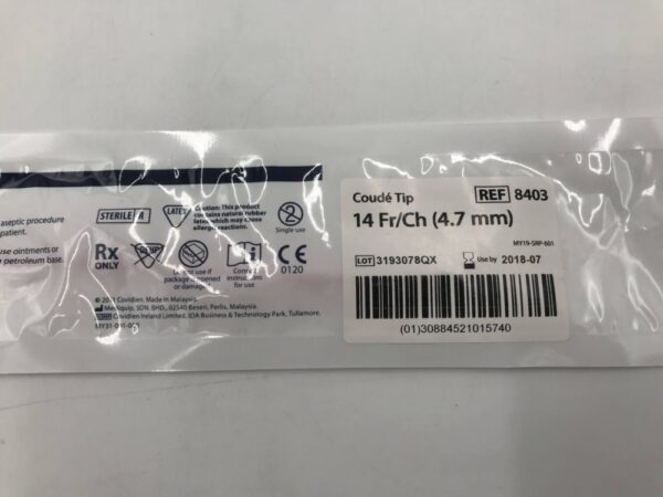 Covidien 8403 Dover Red Rubber Urethral Catheter Coudé Tip 14 Fr/Ch (X ...