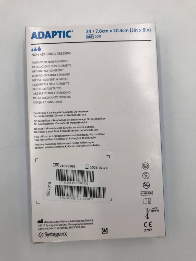 SYSTAGENIX 2015 Adaptic Non-Adhering Dressing 7.6cm x 20.3cm (24/Box ...