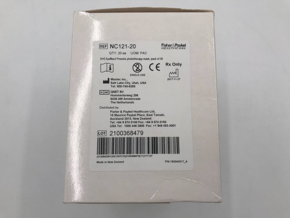 Fisher&Paykel NC121-20 EyeMax2 Preemie Phototherapy Mask (20/Box) - GB ...