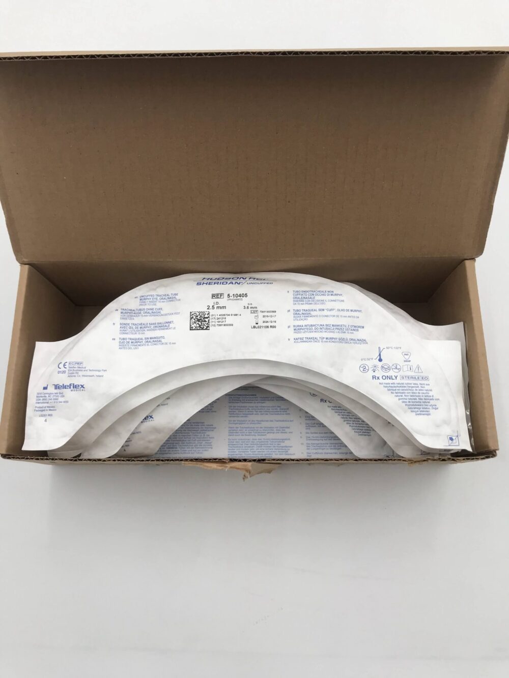 Teleflex 5-10405 Hudson RCI Sheridan Uncuffed Tracheal Tube Murphy Eye ...