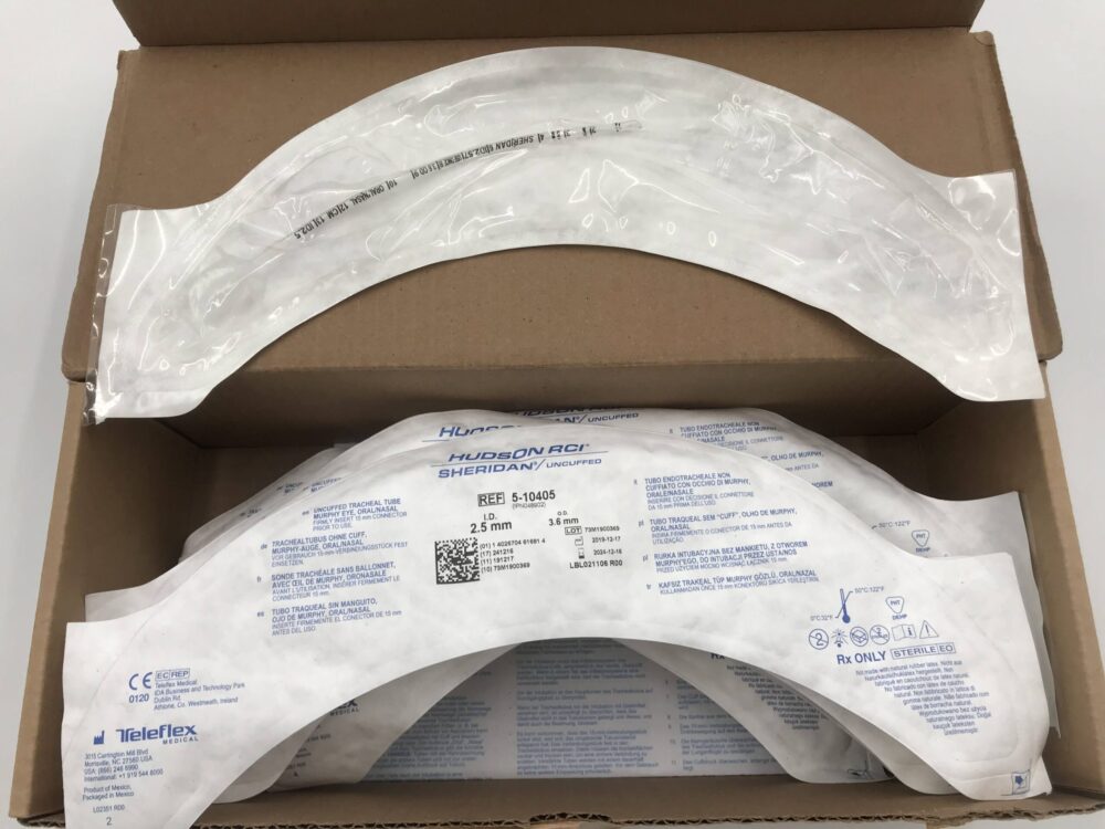 Teleflex 5-10405 Hudson RCI Sheridan Uncuffed Tracheal Tube Murphy Eye ...