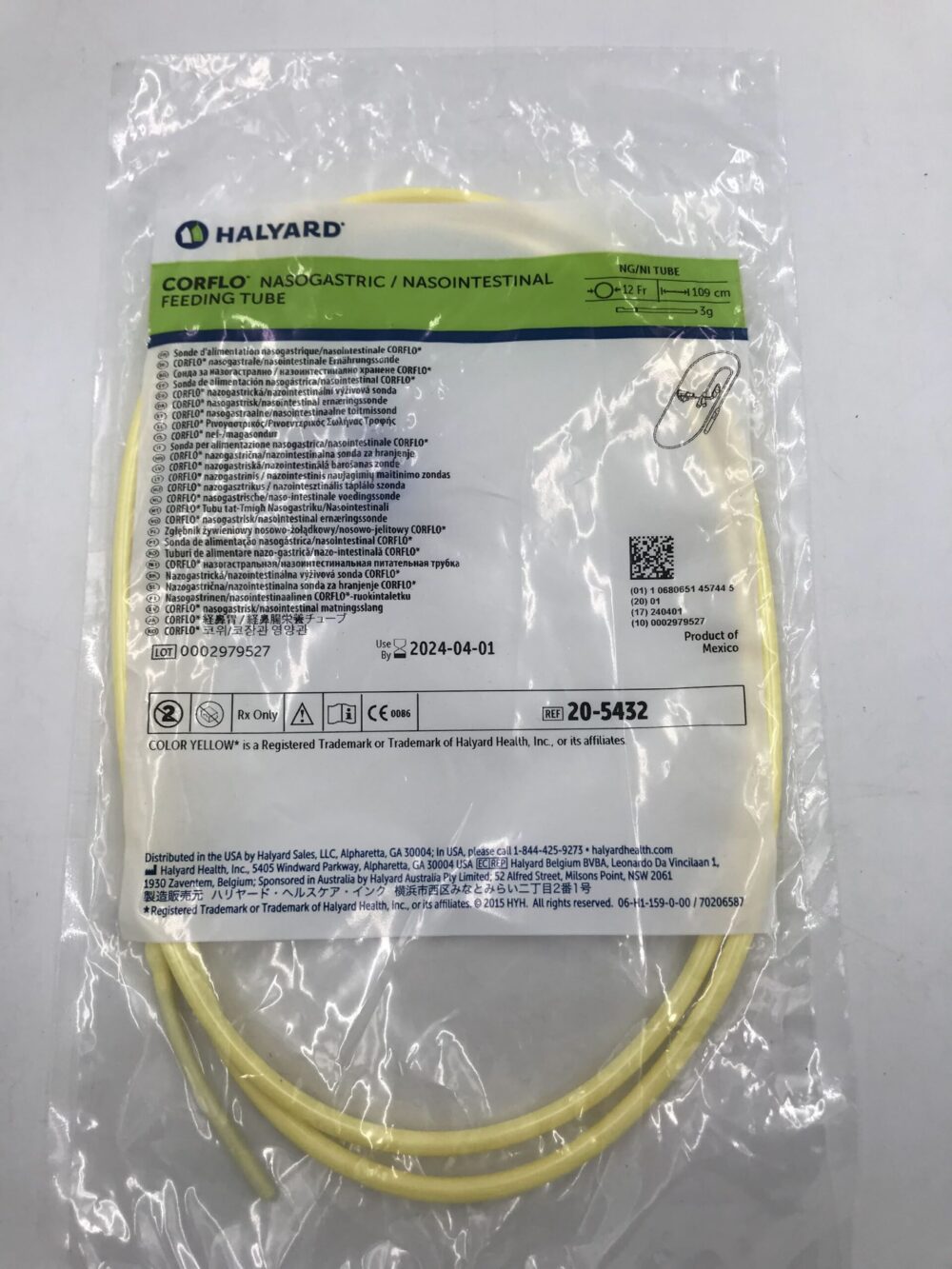 Halyard 20-5432 Corflo Nasogastric / Nasointestinal Feeding Tube – GB ...