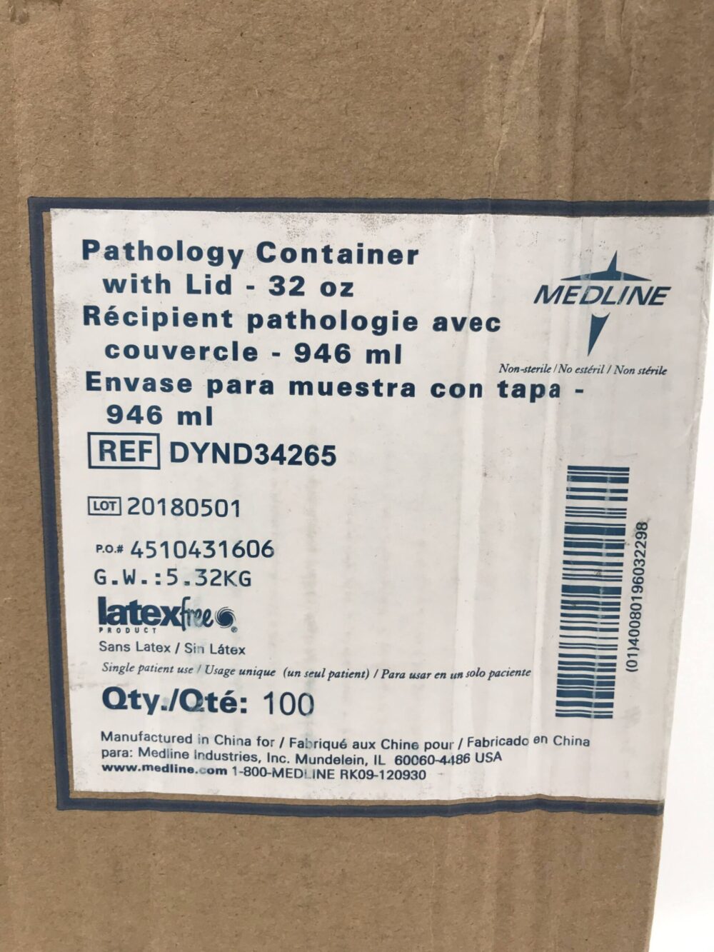 MEDLINE DYND34265 Pathology Container with Lid 32oz. (946mL) (100/Case ...