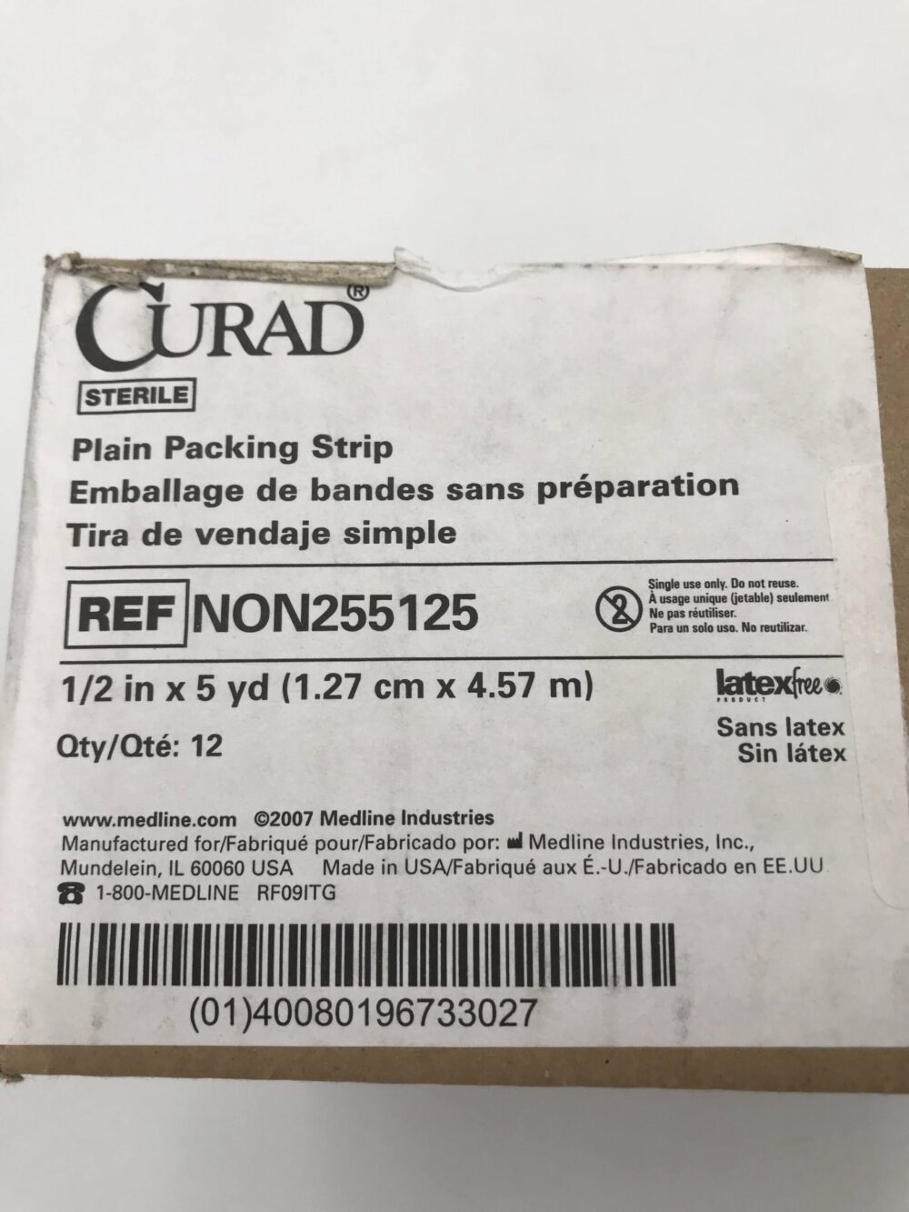 Medline NON255125 Curad Plain Packing Strip 1/2in x 5yd (12/Box) - GB ...