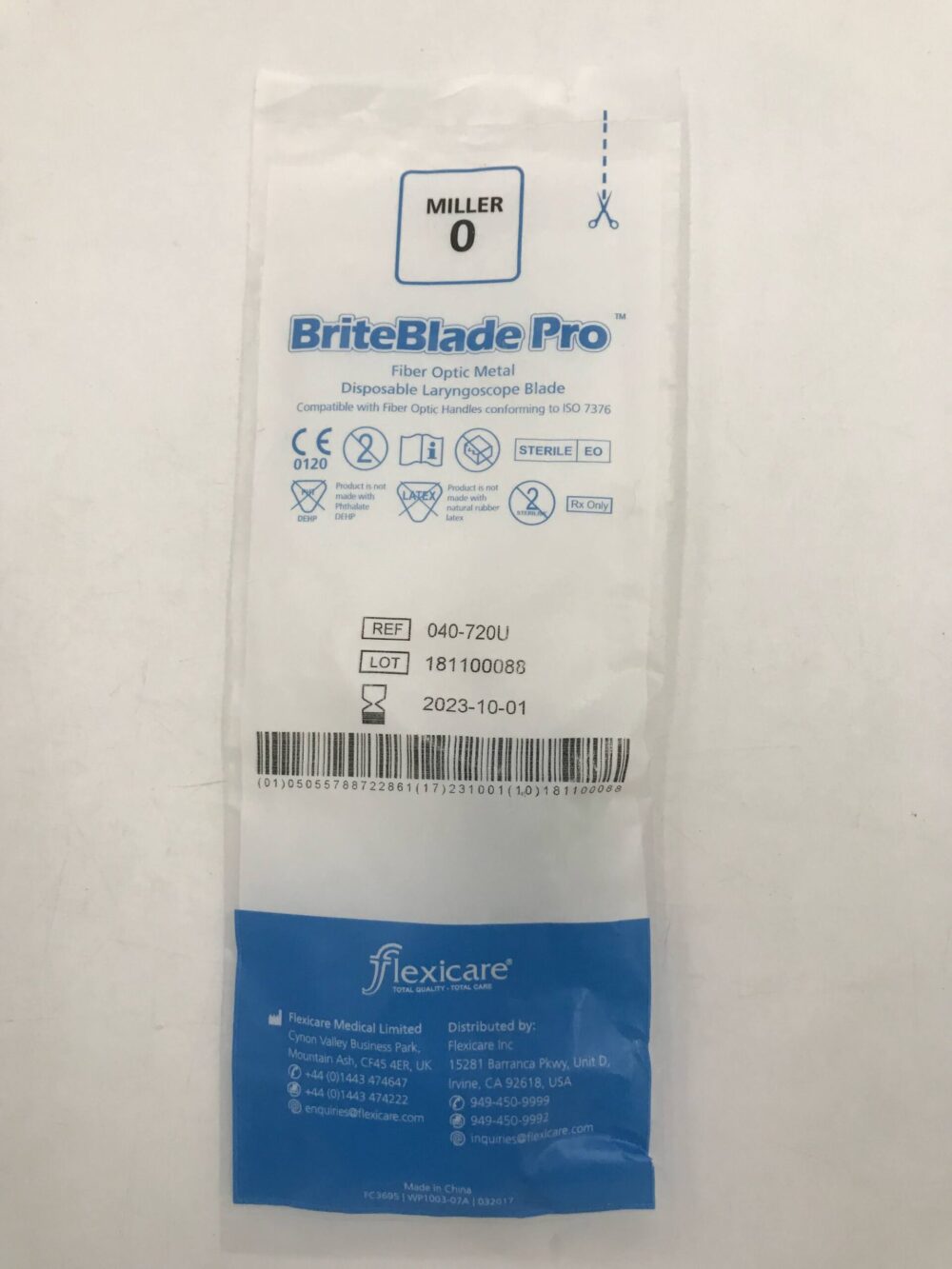 FLEXICARE 040-720U BriteBlade Pro Fiber Optic Metal Disposable ...