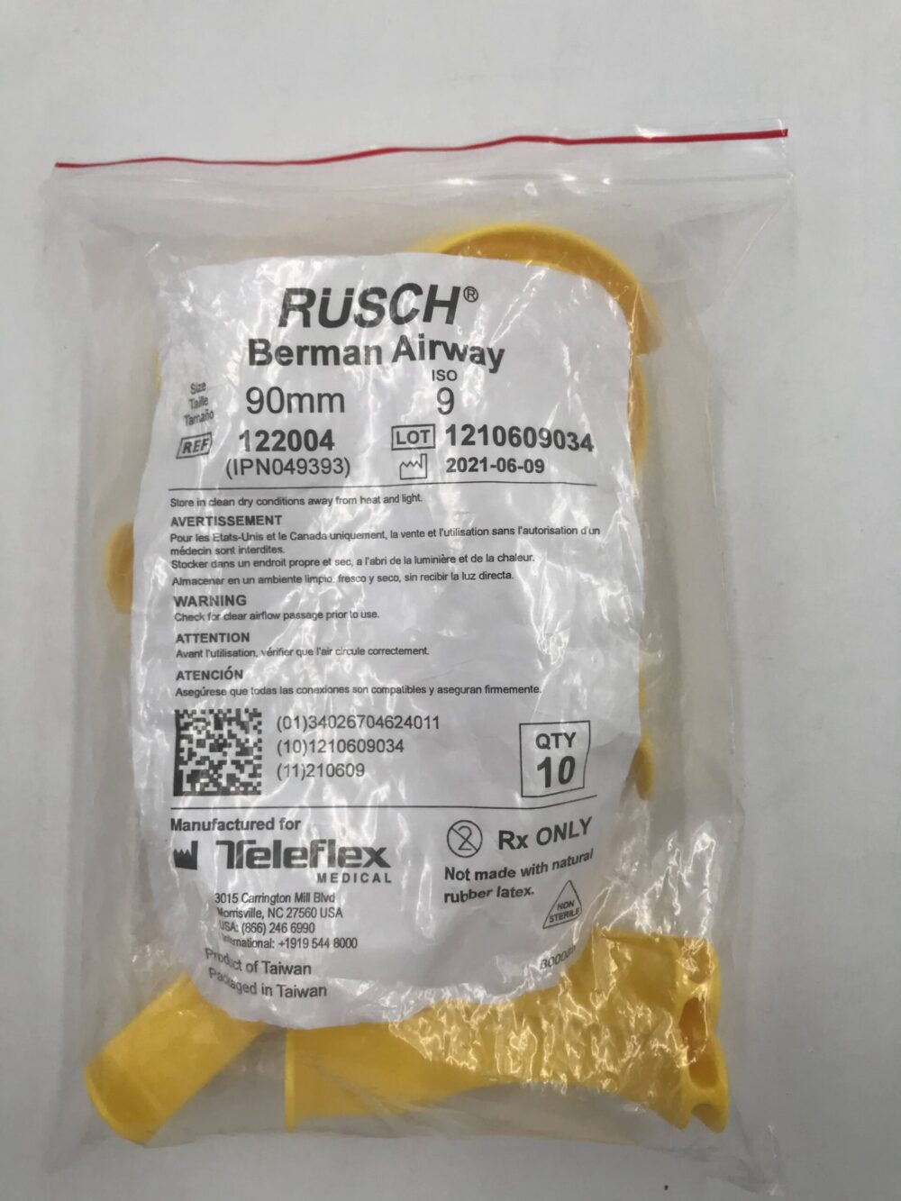 TELEFLEX 122004 Rusch Berman Airway 90mm (10/Bag) - GB TECH USA