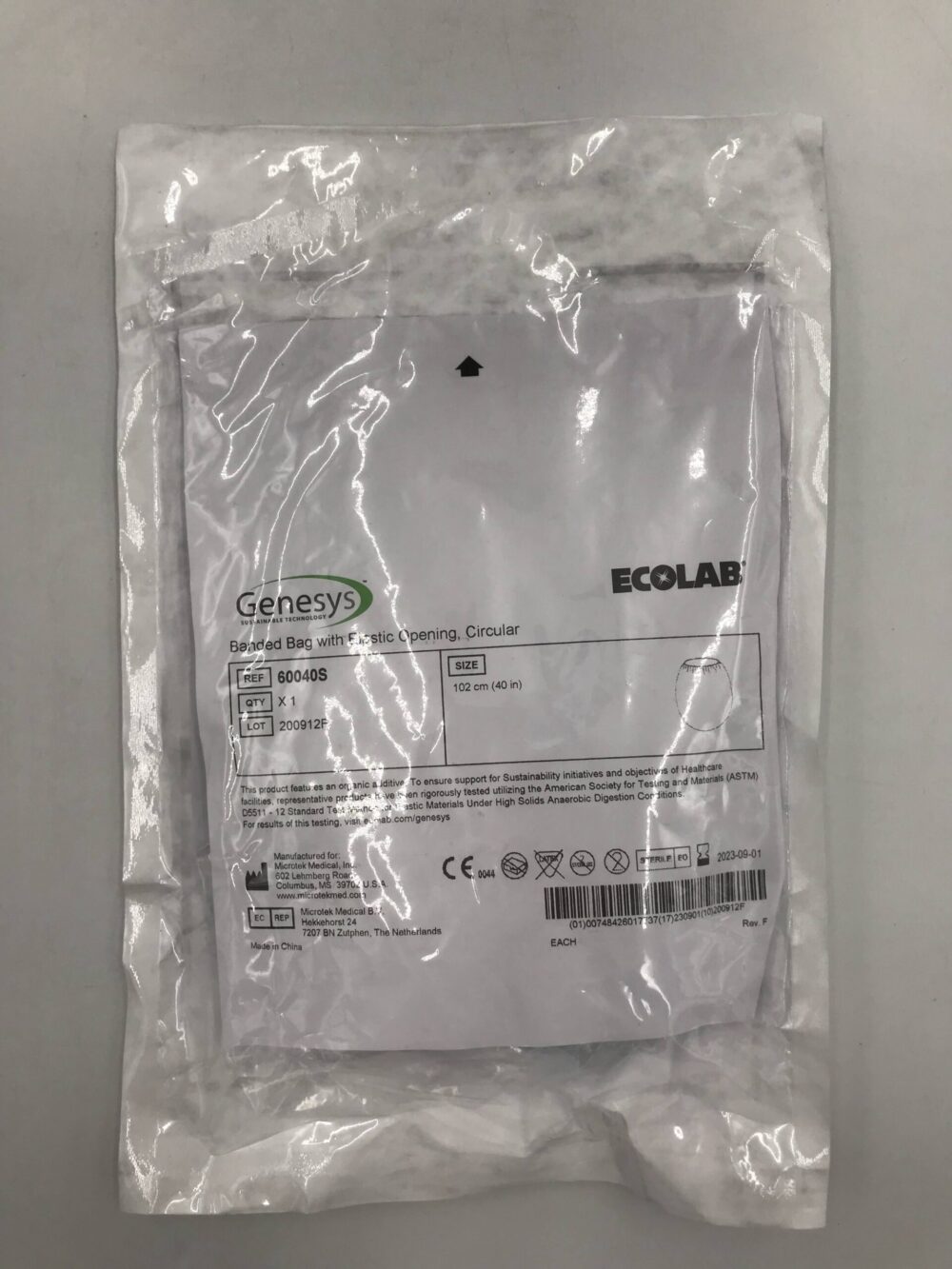MICROTECK 60040S Ecolab Genesys Banded Bag w/ Elastic Opening Circular ...