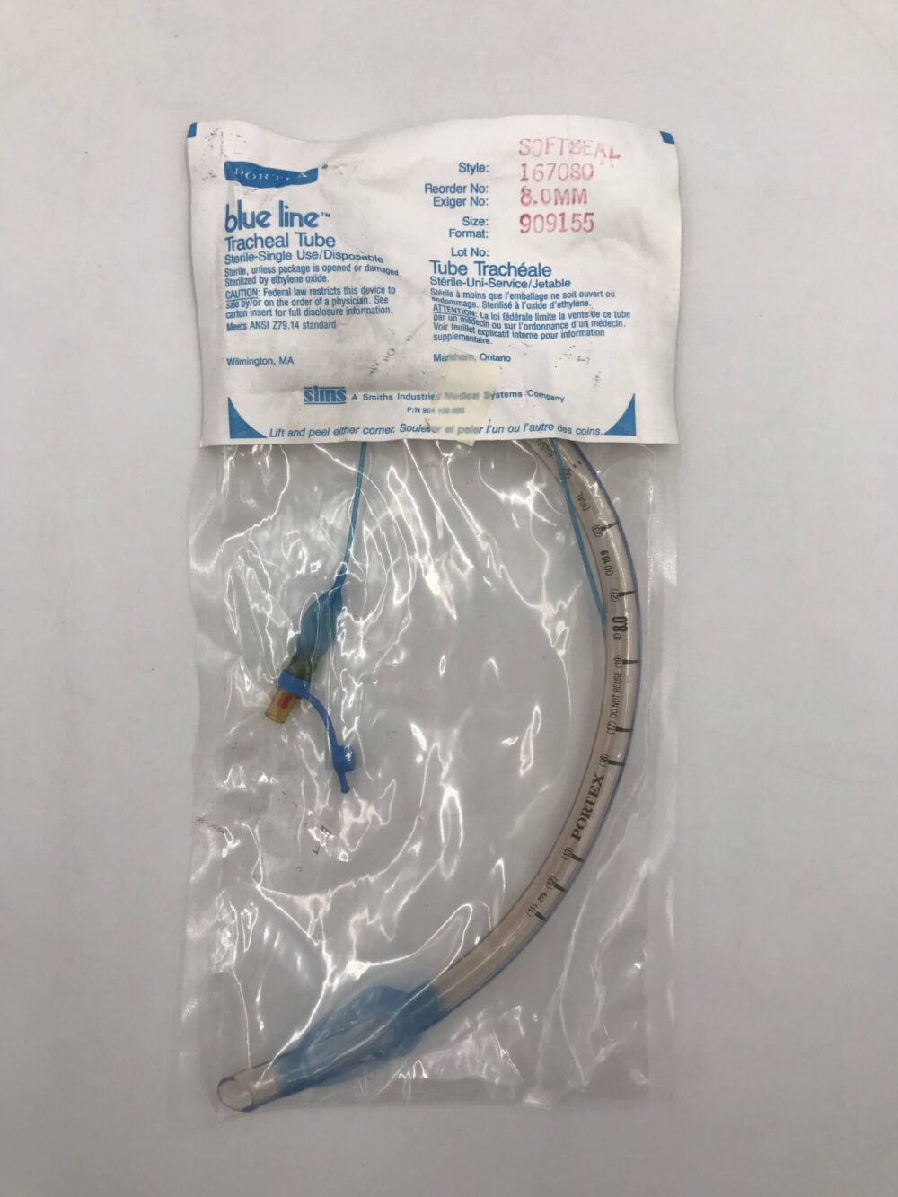 SIMS / SMITHS MEDICAL 167080 Portex Blue Line Tracheal Tube (X) - GB ...