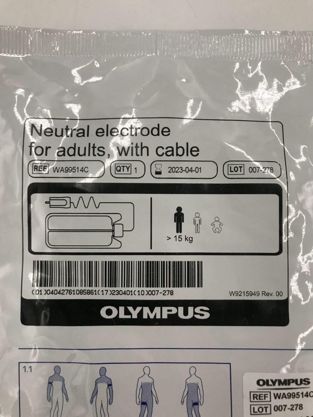Olympus WA99514C Neutral Electrode for Adults, with Cable (X) – GB TECH USA