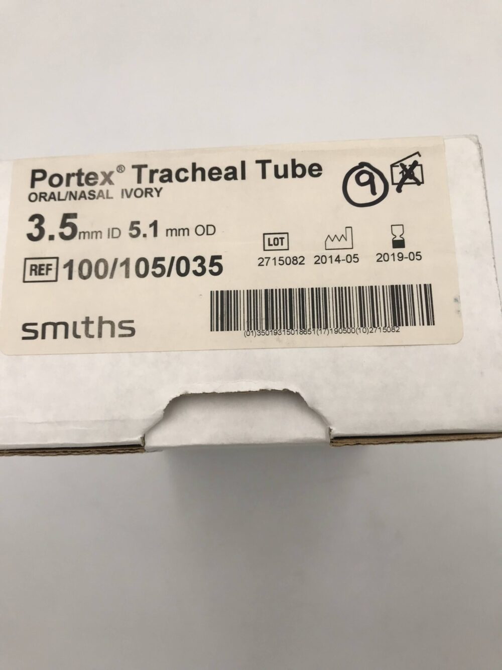 Smiths Medical 100/105/035 Portex Tracheal Tube Oral/Nasal Ivory 3.5mm ...