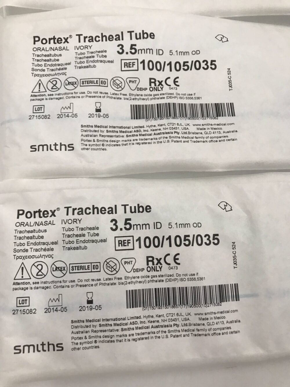 Smiths Medical 100/105/035 Portex Tracheal Tube Oral/Nasal Ivory 3.5mm ...
