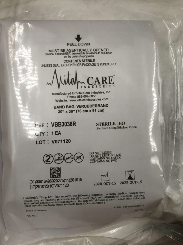 Vital Care VBB3036R Band Bag with Rubber Band 30" x 36" (25/Case) - GB ...