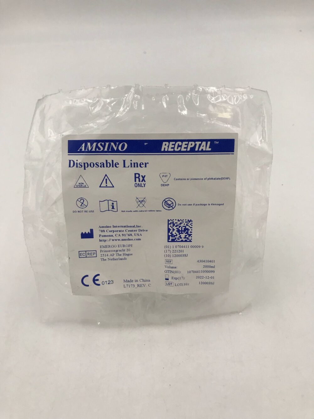 Amsino 430410401 Receptal Disposable Liner 2000mL (X) – GB TECH USA