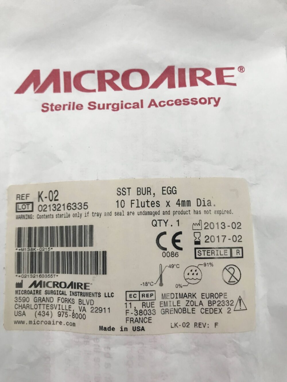 MicroAire K-02 SST Bur, EGG 10 Flutes x 4mm Dia. (X) – GB TECH USA