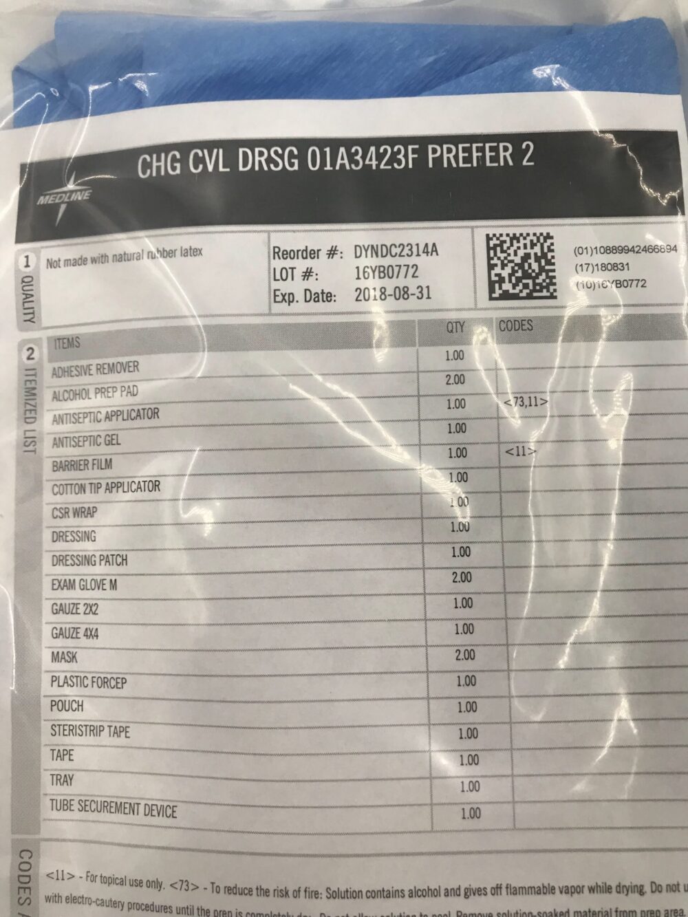 Medline DYNDC2314A Changing CVL Dressing (20/Case) (X) - GB TECH USA