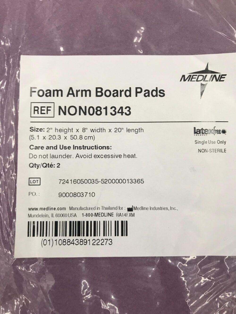 Medline NON081343 Foam Arm Board Pads 2" Height x 8" Width x 20" Length ...