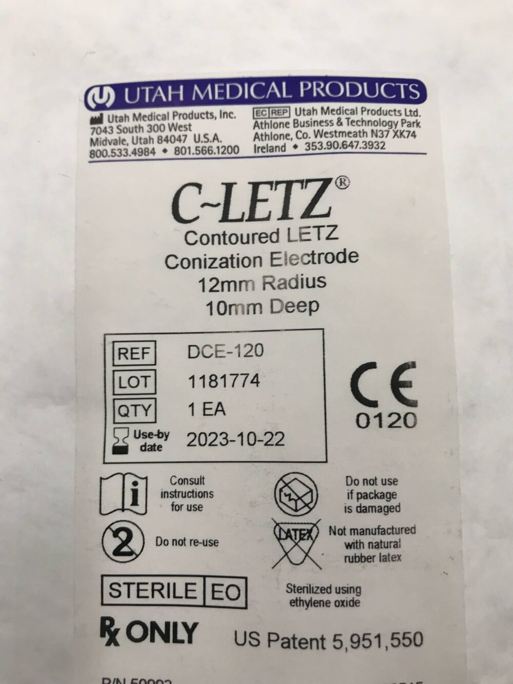 Utah DCE-120 C-Letz Contoured LETZ Conization Electrode 12mm Radius ...