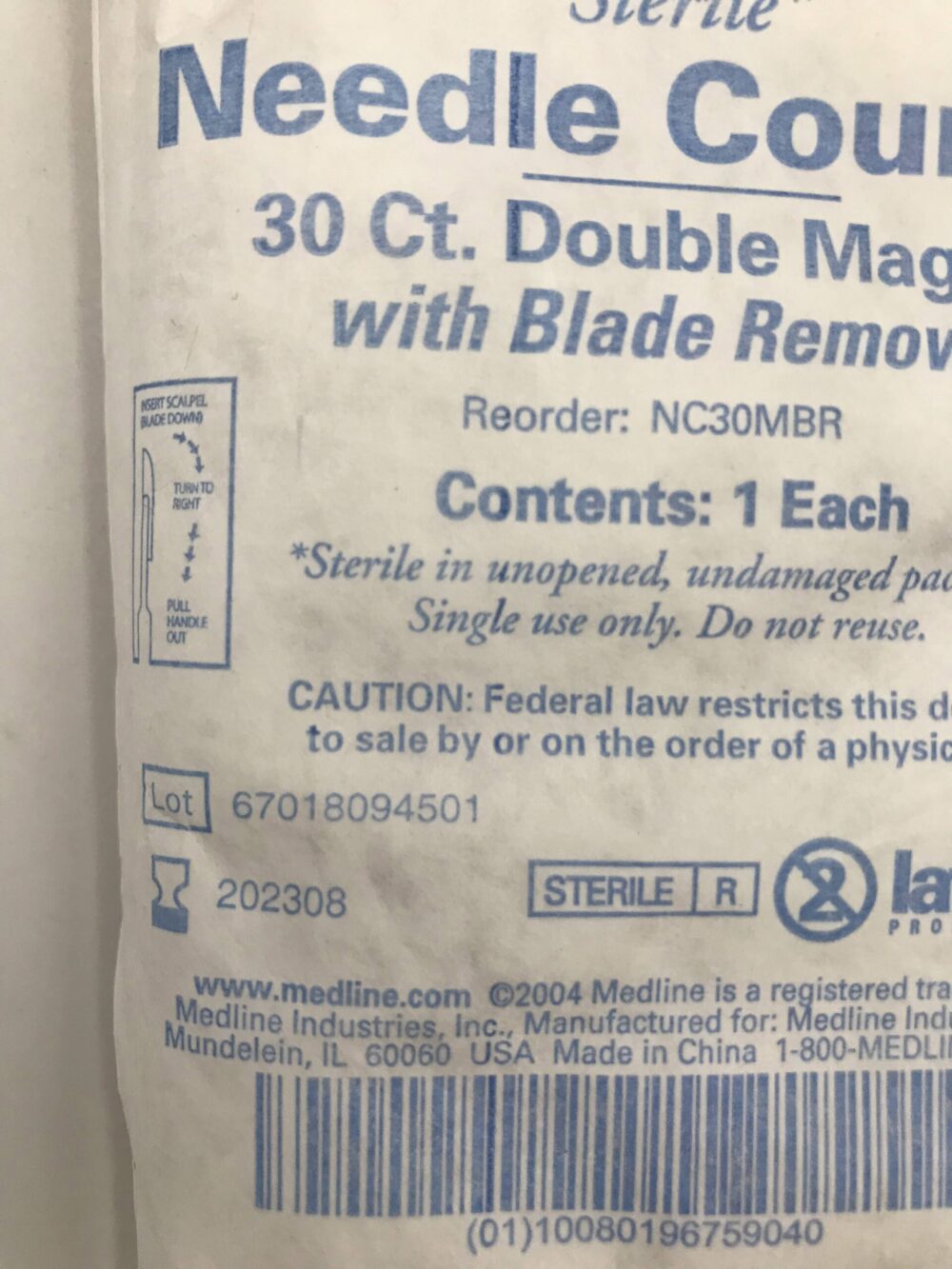 MEDLINE NC30MBR O.R. Necessities Sterile. Needle Counter 30Ct. Double ...