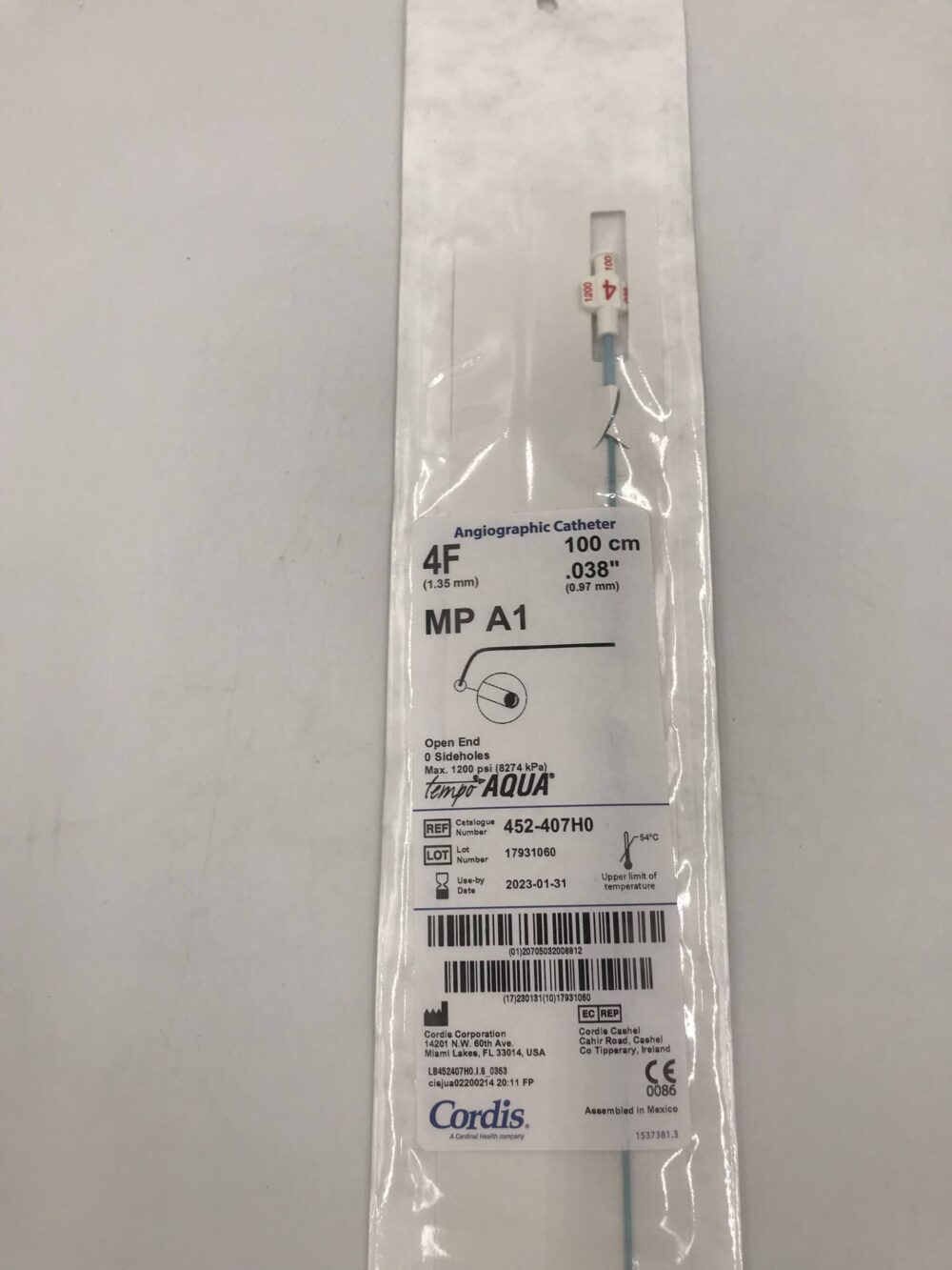 Tempo Aqua MP A1 Angiographic Catheter 4F 100cm - GB TECH USA