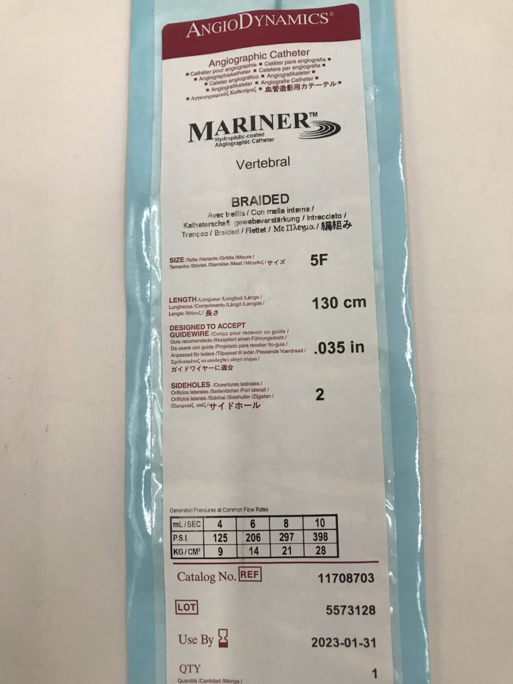 AngioDynamics 11708703 Mariner Vertebral Braided Angiographic catheter ...