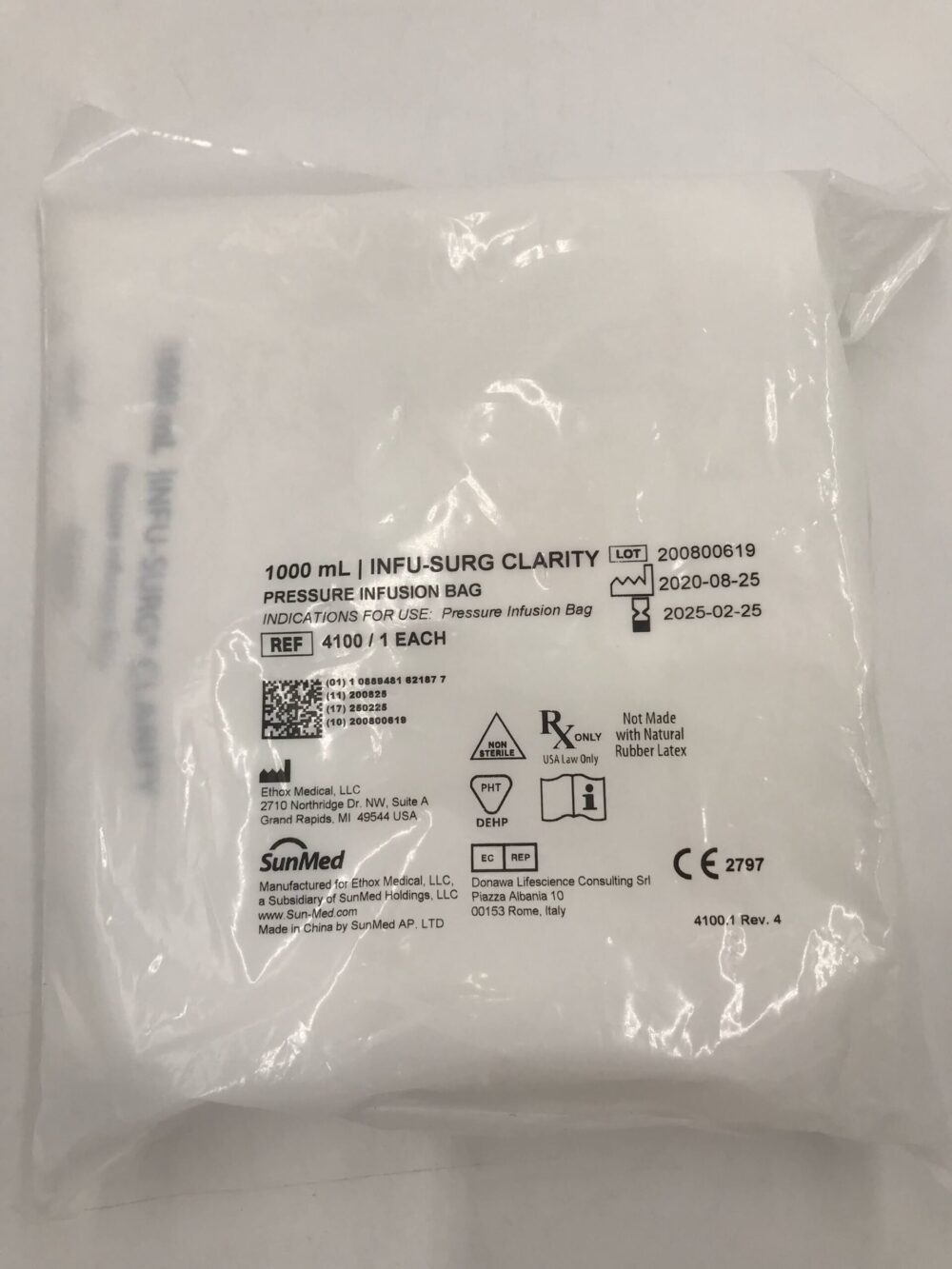 Ethox 4100 SunMed Infu-Surg Clarity Pressure Infusion Bag 1000mL – GB ...