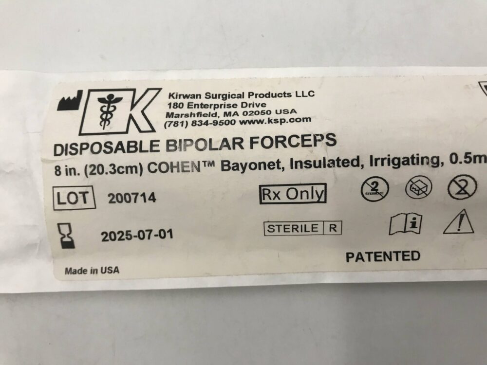 Kirwan Surgical 19-5032AUIR Disposable Bipolar Forceps 8″ COHEN Bayonet ...