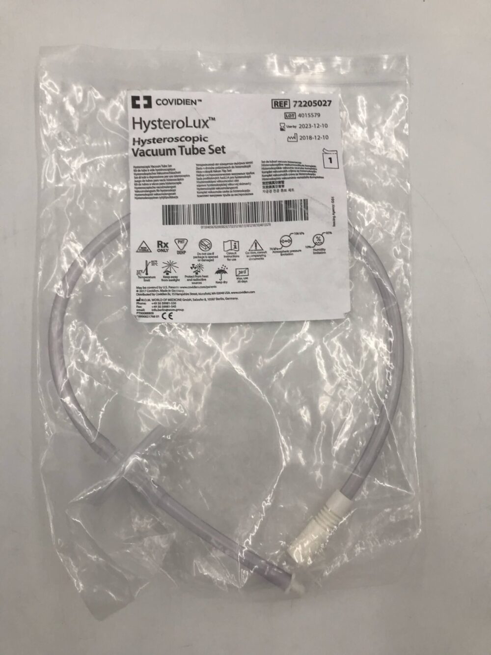 Covidien 72205027 HysteroLux Hysteroscopic Vacuum Tube Set - GB TECH USA