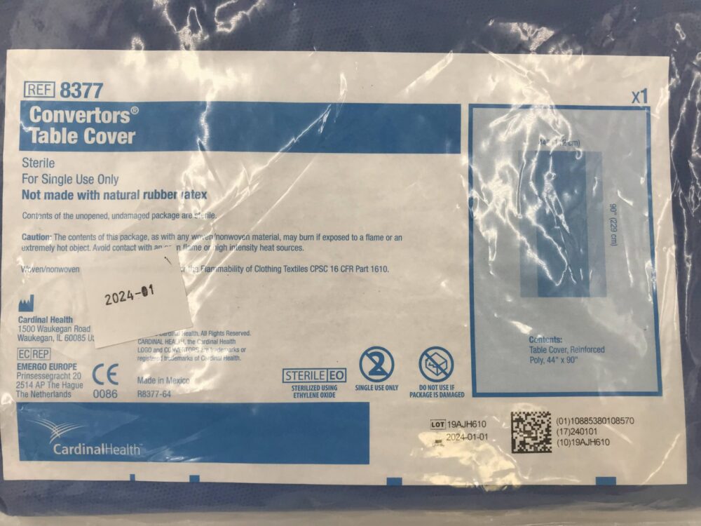 CARDINAL HEALTH 8377 Convertors Table Cover 44" x 90" (X) - GB TECH USA