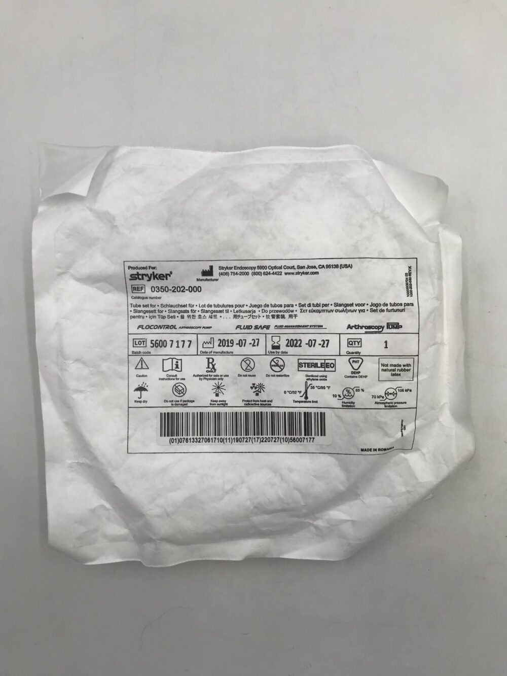 Stryker 0350-202-000 Tube Set for Flocontrol Arthroscopy Pump (X) - GB ...