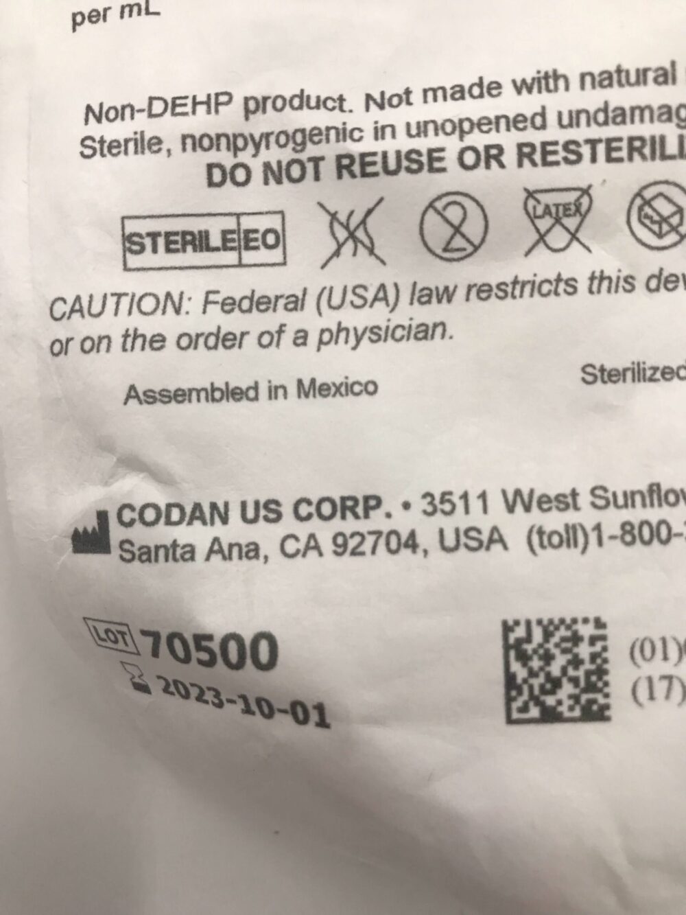 Codan 76.8183 Dual Chamber Infusion Set (5/Box) – GB TECH USA