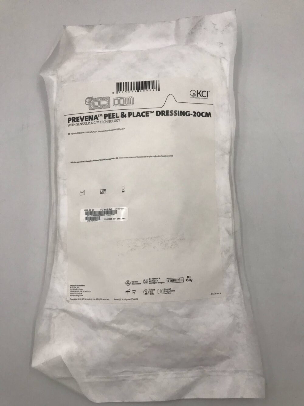 KCI PRE1001US Prevena Peel & Place Dressing-20cm (ONLY DRESSING) (X ...