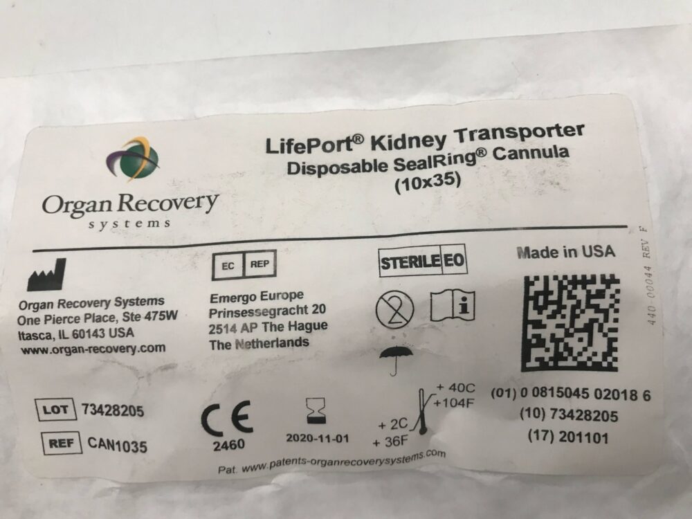 Organ Recovery Systems CAN1035 LifePort Kidney Transporter Disposable ...