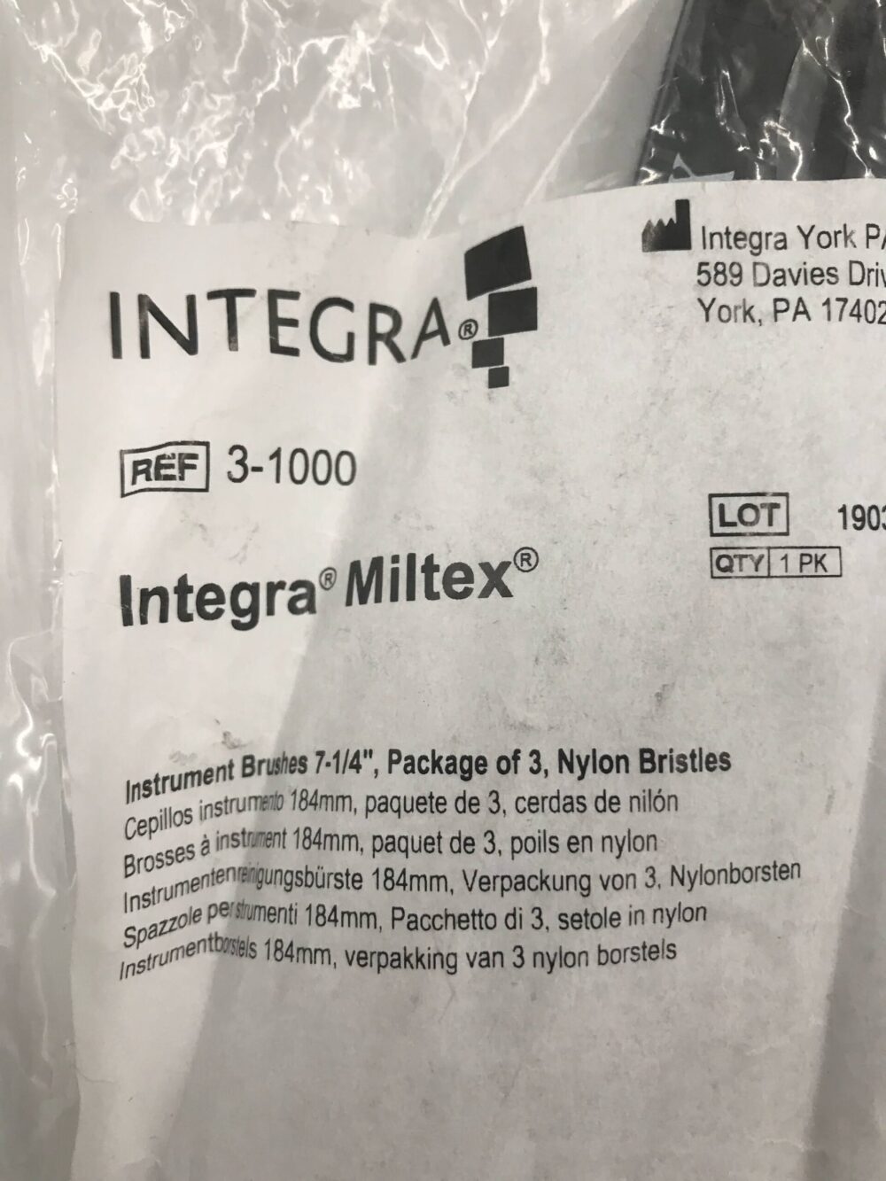 Integra 3-1000 Miltex Instrument Brushes 7-1/4" Nylon Bristles (3 ...