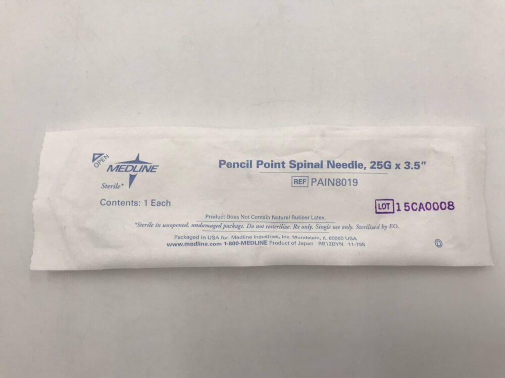 Medline PAIN8019 Pencil Point Spinal Needle, 25G x 3.5" - GB TECH USA