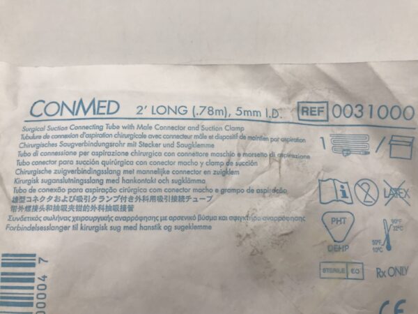 Conmed 0031000 Surgical Suction Connecting Tube with Male Connector and ...