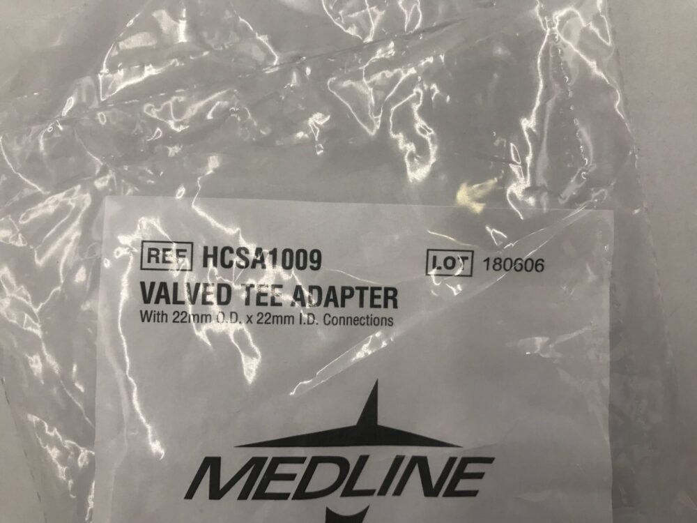 Medline HCSA1009 Valved Tee Adapter 22mm O.D. x 22mm I.D. Connections ...