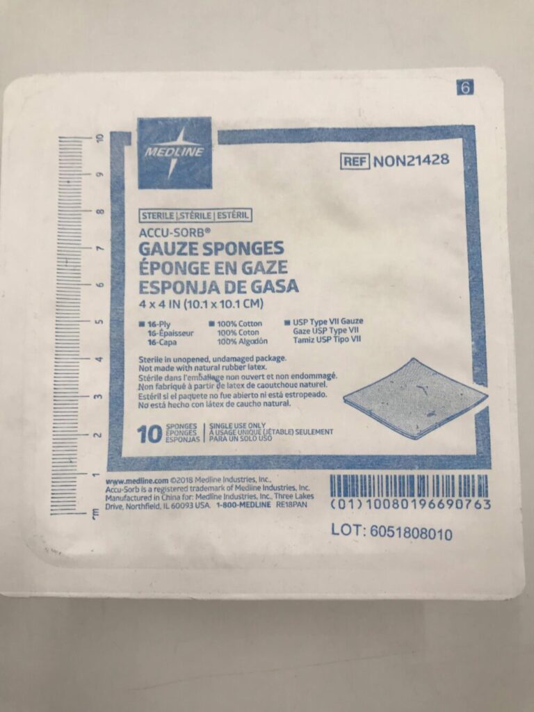 Medline NON21428 ACCU-SORB Gauze Sponges 4 x 4in 16-Ply 100% Cotton USP ...