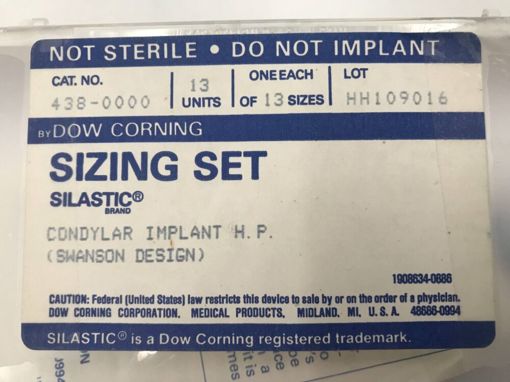 Silastic 438-0000 Sizing Set Condylar Implant H.P. (13/Package) – GB ...