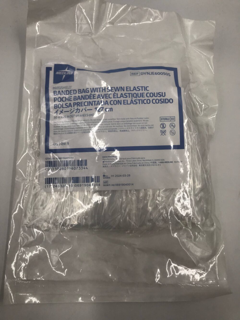 Medline DYNJE60050S Invisishield Banded Bag with Sewn Elastic 50in x ...