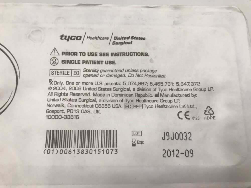 Tyco/COVIDIEN 173050G AutoSuture Endo Catch Gold 10mm Single Use ...