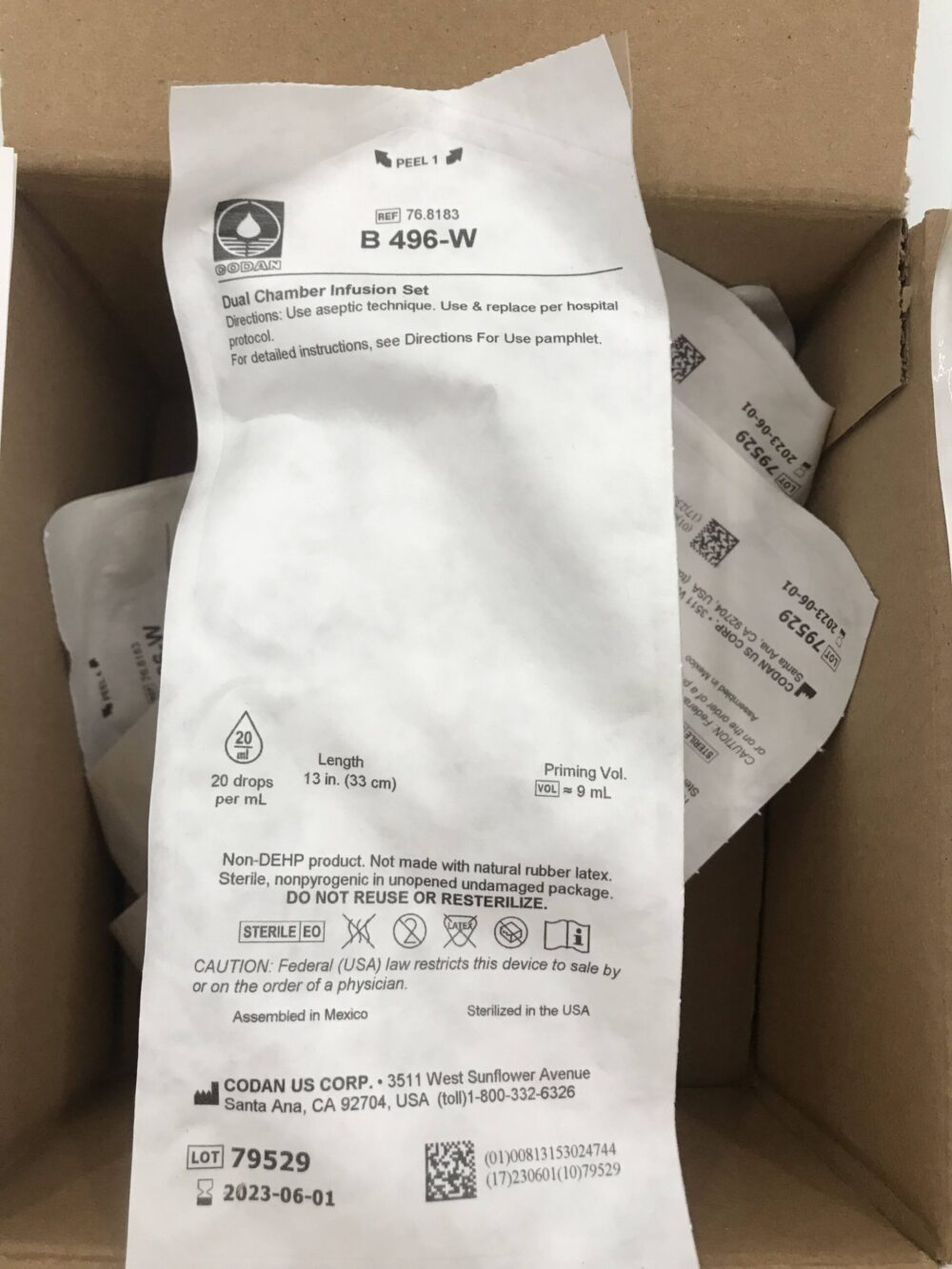 Codan 76.8183 Dual Chamber Infusion set (5/Box) (X) – GB TECH USA