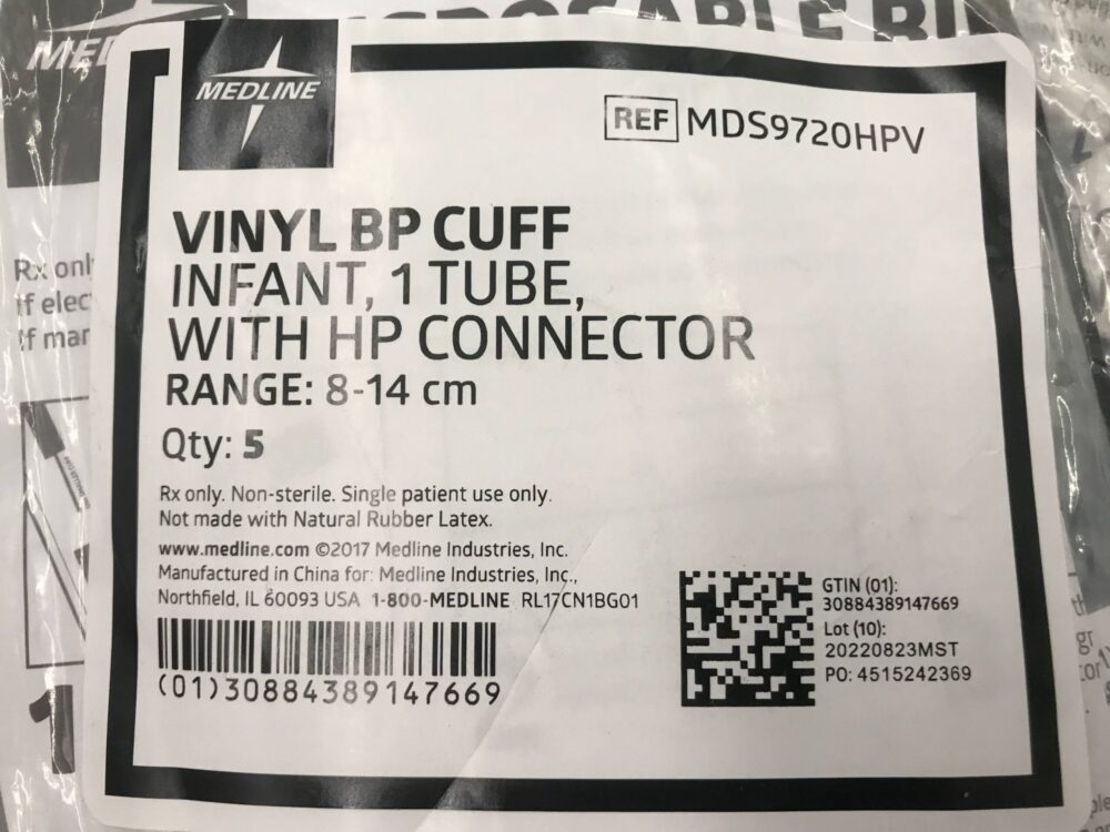 Medline MDS9720HPV Vinyl BP Cuff Infant (5/Pack) - GB TECH USA