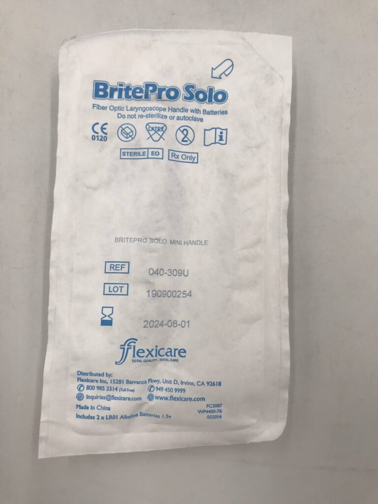 Flexicare 040-309U BritePro Solo Mini Single-Use Fiber Optic Laryngoscope Handle (20/Box) - GB ...