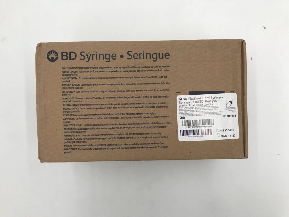 BD 309656 Plastipak 3ml Syringe Luer Slip Tip (200/Box) – GB TECH USA