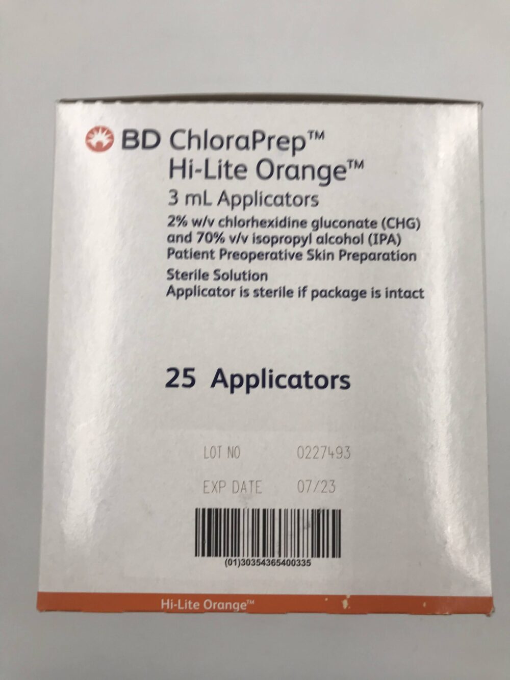 BD 930415 ChloraPrep Hi-Lite Orange 3mL Applicators (25/Box)(SD) - GB ...