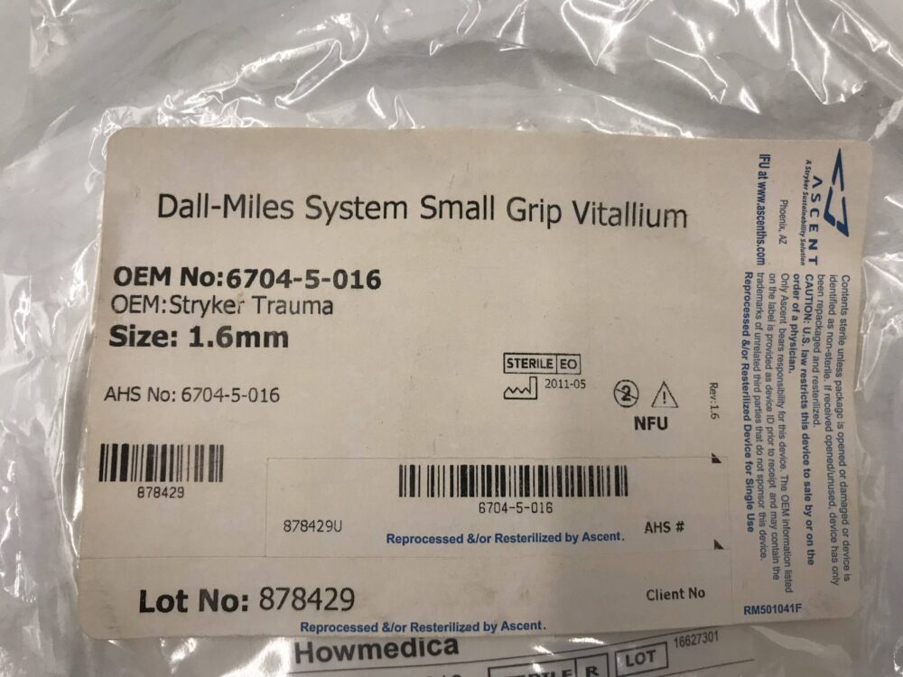 Howmedica/Stryker 6704-5-016 Dall-Miles System Small Grip Vitallium ...