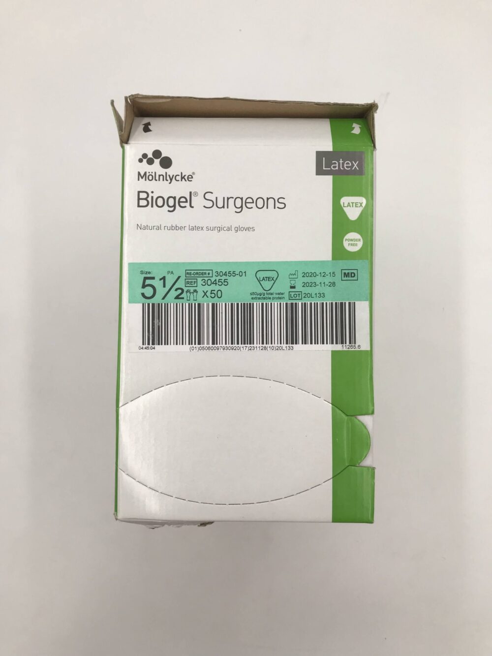 Molnlycke 30455 Biogel Surgeons Natural Rubber Latex Surgical Gloves ...